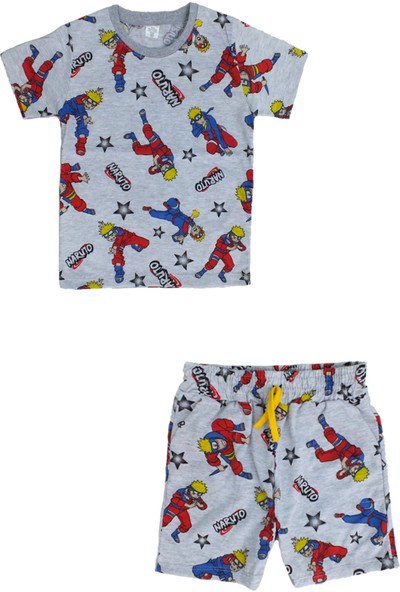 Kübra Erkek Çocuk Süper Kahraman Desenli Yazlık Takım / %100 Pamuk / 5yaş