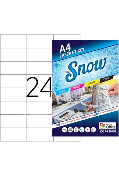 Snow Barkod Deposu A4 Lazer Etiket 70X37.1 Snow Barkod Deposu A4 Lazer Etiket 70X37.1