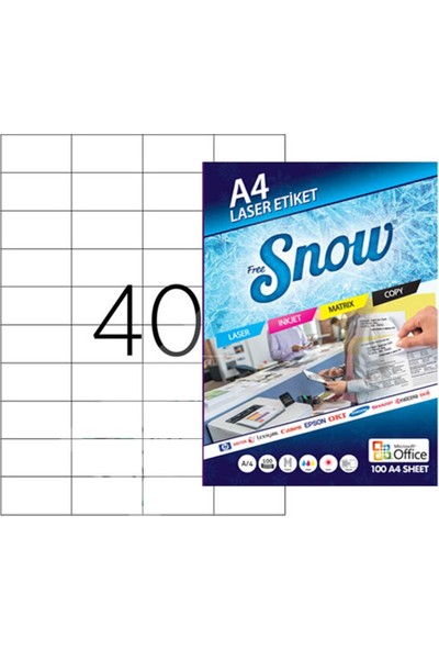 Snow Barkod Deposu A4 Lazer Etiket 52.5X29.7 Snow Barkod Deposu A4 Lazer Etiket 52.5X29.7