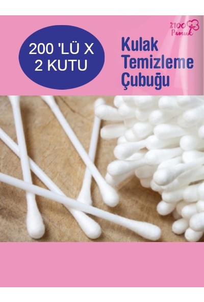 Kulak Çöpü 200'LÜ x 2 Kutu Pamuklu Kulak Temizleme Çubuğu