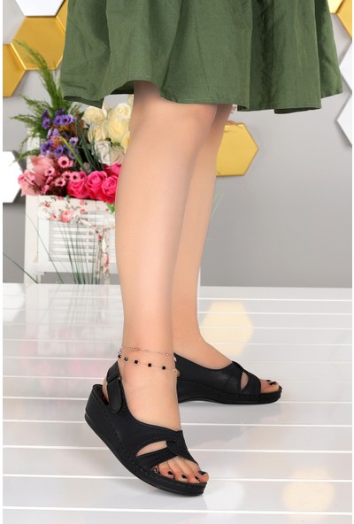 Woggo Ary 09-192 Günlük 5 cm Topuk Jel Bayan Sandalet Terlik