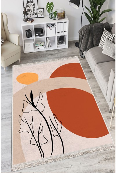 Colizon Art Serisi Dekoratif Yıkanabilir Kaymaz Tabanlı Salon Halısı