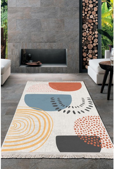 Colizon Art Serisi Dekoratif Yıkanabilir Kaymaz Tabanlı Salon Halısı