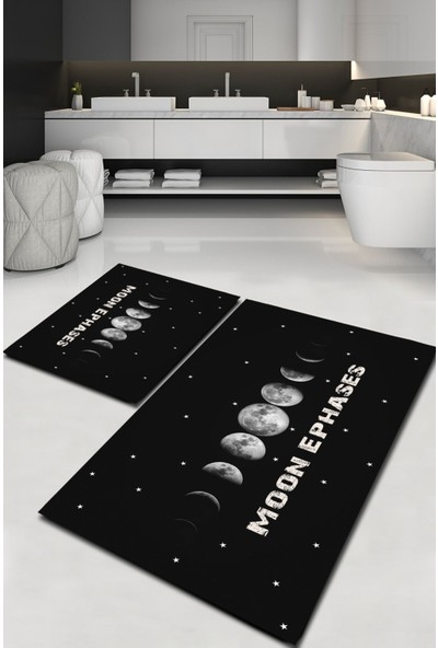 Woolly Halı Ayın Evreleri Motifli 2'li Halı Takımı (60X100/40X60) - WL1324 Woolly Halı Ayın Evreleri Motifli 2'li Halı Takımı (60X100/40X60) - WL1324