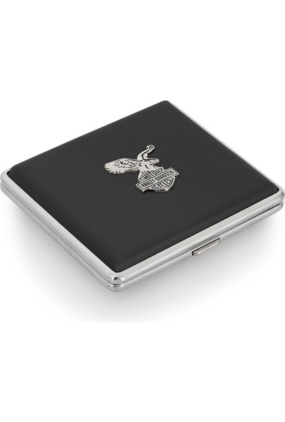 Zekupp Siyah Deri Harley-Davidson Kartal Metal Sigara Tabakası