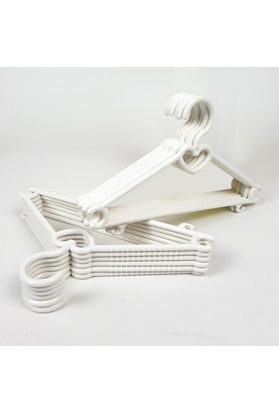 Binbirreyon Bebek Elbise Askısı Çocuk Askısı Beyaz 26,5cm 12 Adetli Set DE034