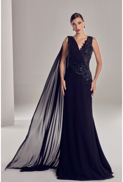 Niobe Nıobe Kolları Tül V Yaka Dantel ve Taş Işlemeli Abiye Gece Mezuniyet Elbisesi Niobe Nıobe Kolları Tül V Yaka Dantel ve Taş Işlemeli Abiye Gece Mezuniyet Elbisesi