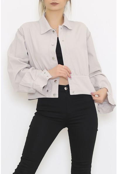 Esta Woman Çıtçıtlı Gabardin Ceket Gri