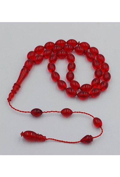 İbrahim Altıntaş Şeffaf Delim Kırmızı Arpa Kesim Sistemli Tespih