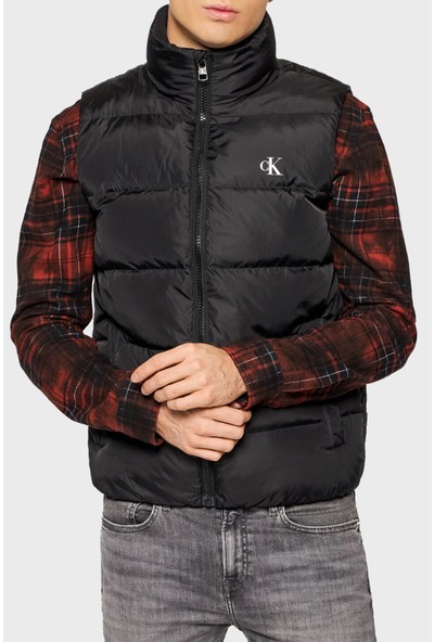 Calvin Klein Regular Fit Kuş Tüyü Dolgulu Dik Yakalı Şişme Yelek Erkek Yelek J30J319055 Beh