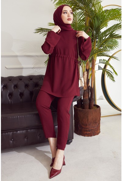 Instyle Maliya Ayrobin Yanları Kemerli Ikili Takım - Bordo Instyle Maliya Ayrobin Yanları Kemerli Ikili Takım - Bordo