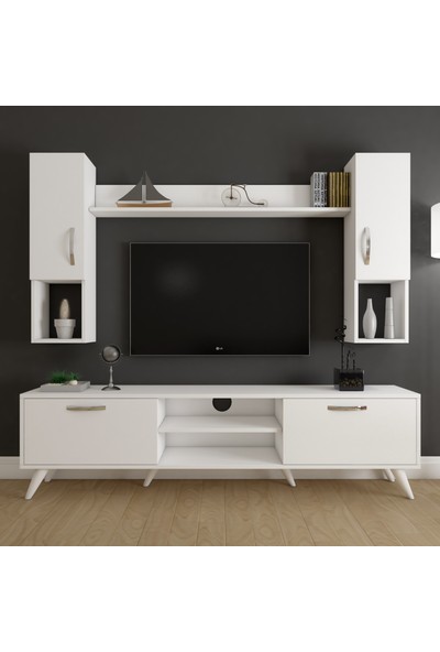 Rani A9 Duvar Raflı Tv Ünitesi Kitaplıklı Tv Sehpası Duvara Monte Raflı Modern Ayaklı 180 cm Beyaz M27 Rani A9 Duvar Raflı Tv Ünitesi Kitaplıklı Tv Sehpası Duvara Monte Raflı Modern Ayaklı 180 cm Beyaz M27