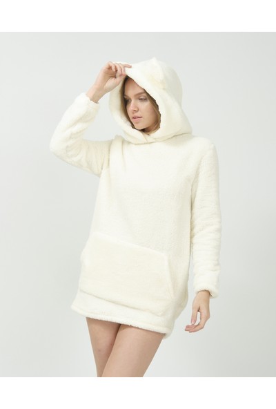 Vualist Kadın Krem Kapüşonlu Teddy Peluş Sweatshirt Oversize Yumuşacık Vualist Kadın Krem Kapüşonlu Teddy Peluş Sweatshirt Oversize Yumuşacık