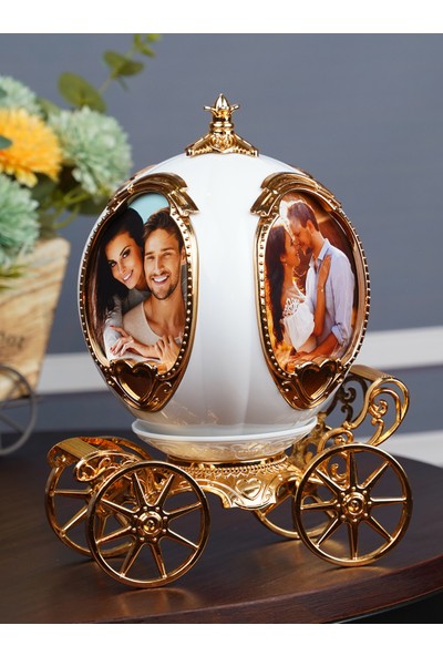Alife Balkabağı Araba Masaüstü Fotoğraf Çerçevesi Müzik Kutusu (Gold)