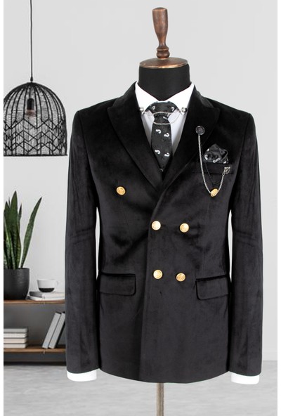Deepsea Kadife Süet Kruvaze Erkek Ceket 2201503