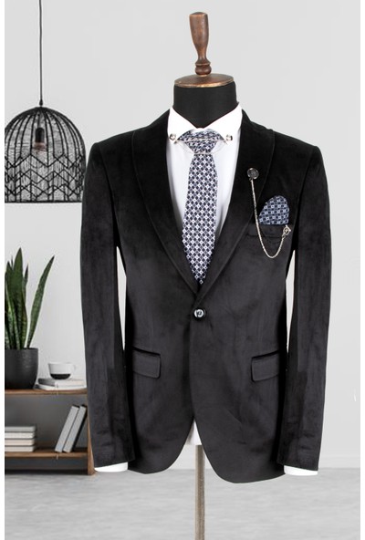 Deepsea Slim Fit Tek Düğmeli Kadife Süet Erkek Blazer Ceket 2201124 Deepsea Slim Fit Tek Düğmeli Kadife Süet Erkek Blazer Ceket 2201124