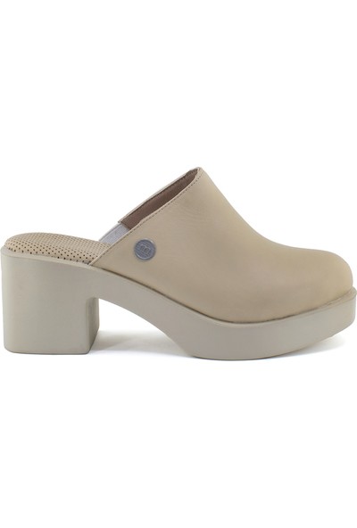 Mammamia 22YT-2215C Kadın Hakiki Deri Terlik Bej
