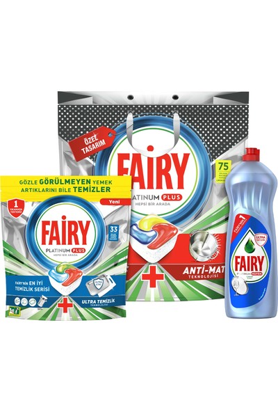 Fairy Platinum Plus Ramazan Bereketi Paketi (108’li Fairy Platinum Plus Bulaşık Makine Deterjanı Tablet + Fairy Platinum Hijyen 1000ml Sıvı Bulaşık Deterjanı)