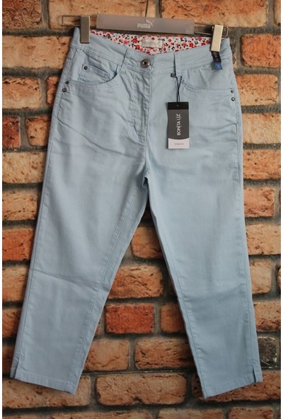 Bonita Liz 7YBKPBN17334 Bonıta 163 Kmr Icı Ccklı Cakmak Cep Pacası Yırtmaclı Kapri Acık Mavı