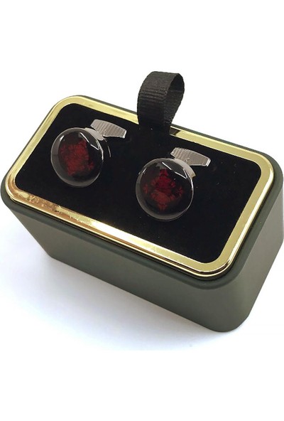 Kravatkolik Siyah - Gri Renk Yuvarlak Kol Düğmesi KD1156