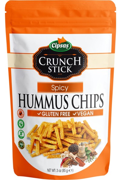 Cipsaş Crunch Stick Baharat Aromalı Vegan Glütensiz Zeytinyağlı Fırınlanmış Nohut Cipsi (Hummus Chips) Cipsaş Crunch Stick Baharat Aromalı Vegan Glütensiz Zeytinyağlı Fırınlanmış Nohut Cipsi (Hummus Chips)