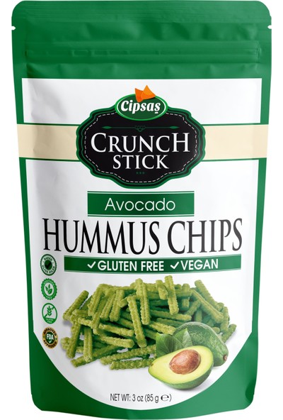 Cipsaş Crunch Stick Avokado Aromalı Vegan Glütensiz Zeytinyağlı Fırınlanmış Nohut Cipsi (Hummus Chips) Cipsaş Crunch Stick Avokado Aromalı Vegan Glütensiz Zeytinyağlı Fırınlanmış Nohut Cipsi (Hummus Chips)