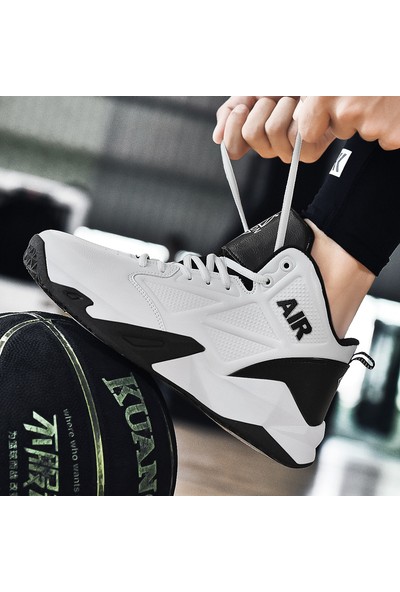 Kın BC146852 Beyaz Siyah Erkek Basketbol Ayakkabı Sneakers Spor Ayakkabı (Yurt Dışından)