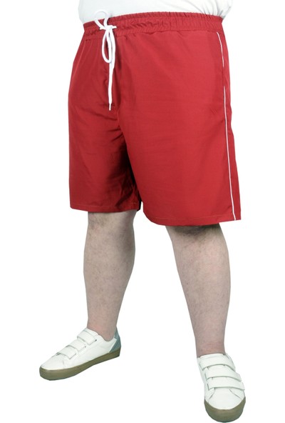 Modexl Büyük Beden Erkek Deniz Şortu White Line 21451 Bordo