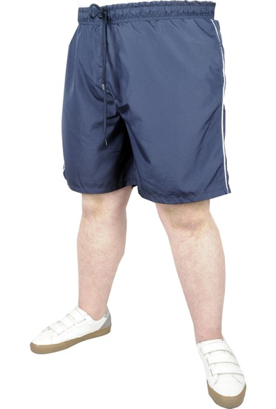 Modexl Büyük Beden Deniz Şortu White Line 21451 Lacivert