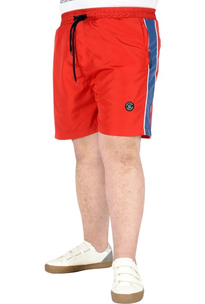 Modexl Büyük Beden Deniz Şortu Seam Piping Pieces Cym 21455 Kırmızı