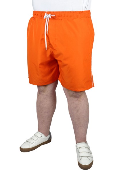 Modexl Büyük Beden Deniz Şortu White Line 21451 Oranj