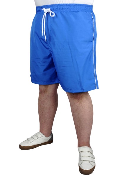 Modexl Büyük Beden Deniz Şortu White Line 21451 Saks