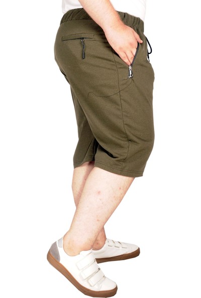 Modexl Büyük Beden Fermuarlı Kapri Recycle B21015 Haki