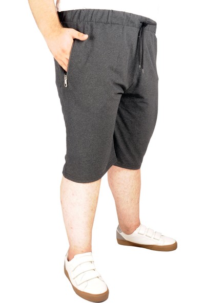 Modexl Büyük Beden Fermuarlı Kapri Recycle B21015 Antrasit