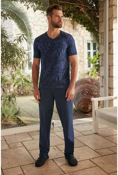 Eros 26030 Pamuklu V Yaka Desenli Pijama Takım