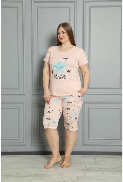 Seboteks Kısa Kol Pamuklu Kapri Büyük Beden Kadın Pijama Takımı 20549 Seboteks Kısa Kol Pamuklu Kapri Büyük Beden Kadın Pijama Takımı 20549