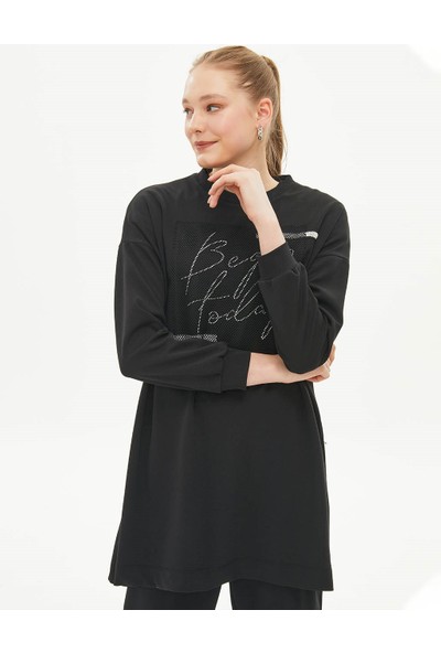 Kayra Giyim Kayra Kyr Slogan Nakışlı Sweatshirt Siyah Kayra Giyim Kayra Kyr Slogan Nakışlı Sweatshirt Siyah