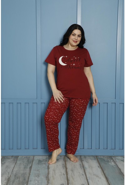 Seboteks Kısa Kol Pamuklu Büyük Beden Kadın Pijama Takımı 20525