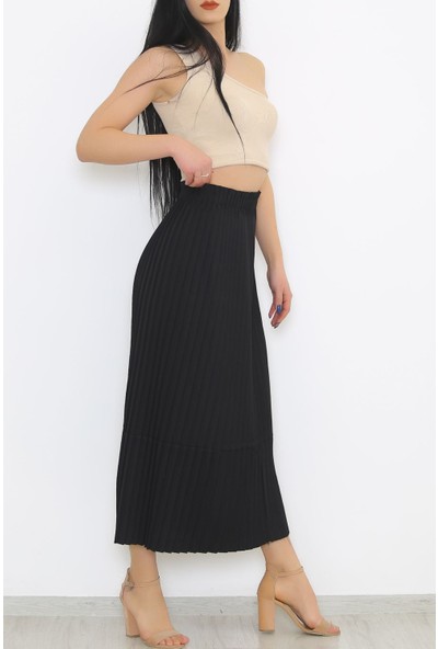Esta Woman Pileli Etek Siyah