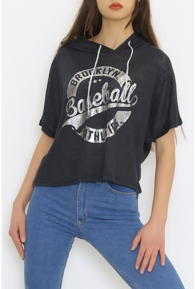 Esta Woman Salaş Kapşonlu Bluz Füme