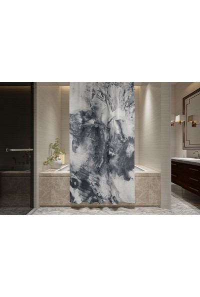 Banyo Perdesi Duman Desenli Baskılı Solmaz Su Geçirmez Duş Perdesi 12 C Halka Hediye 180X200 Banyo Perdesi Duman Desenli Baskılı Solmaz Su Geçirmez Duş Perdesi 12 C Halka Hediye 180X200