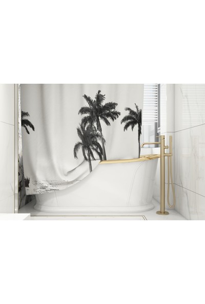Banyo Perdesi Miami Desenli Baskılı Solmaz Su Geçirmez Duş Perdesi 12 C Halka Hediye 180X200 Banyo Perdesi Miami Desenli Baskılı Solmaz Su Geçirmez Duş Perdesi 12 C Halka Hediye 180X200
