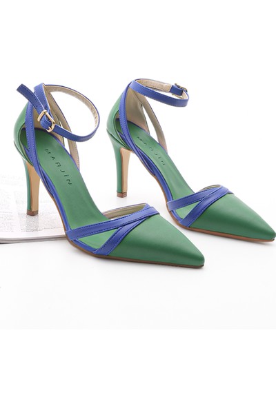 Marjin Kadın Stiletto Sivri Burun Bilekten Bantlı Topuklu Ayakkabı Eliz