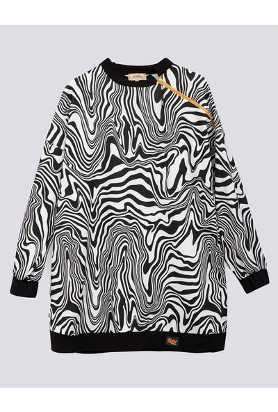 Kayra Zebra Desenli Bluz Siyah-Beyaz