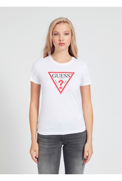 Guess W1YI83I3Z11G011 Bisiklet Yaka Comfort Fit Baskılı Beyaz Kadın T-Shirt Guess W1YI83I3Z11G011 Bisiklet Yaka Comfort Fit Baskılı Beyaz Kadın T-Shirt