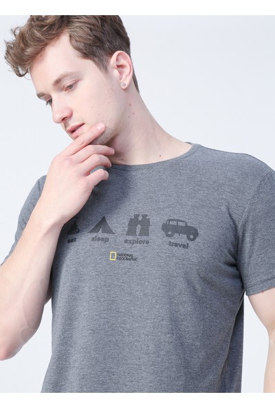 National Geographic Jeep Bisiklet Yaka Regular Fit Baskılı Antrasit Melanj Erkek T-Shirt National Geographic Jeep Bisiklet Yaka Regular Fit Baskılı Antrasit Melanj Erkek T-Shirt