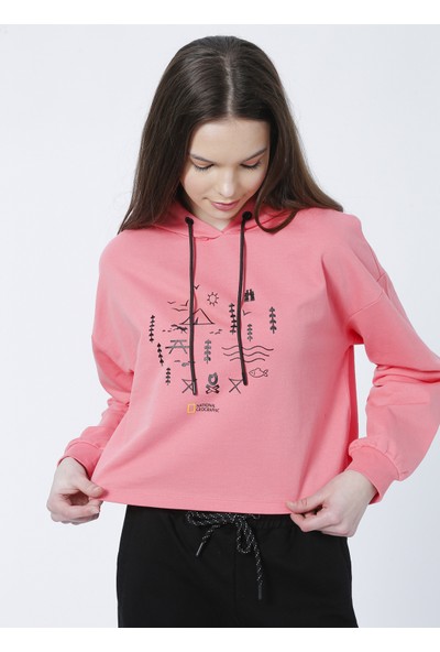 National Geographic W-Fire Kapüşonlu Crop Baskılı Koyu Somon Kadın Sweatshirt National Geographic W-Fire Kapüşonlu Crop Baskılı Koyu Somon Kadın Sweatshirt