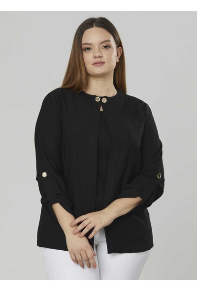 Selen Bisiklet Yaka Düz Siyah Kadın Ceket - 22YSL1052 Selen Bisiklet Yaka Düz Siyah Kadın Ceket - 22YSL1052