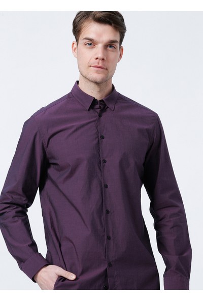 Kip Alttan Britli Fitted Mor Erkek Gömlek - GM-4480