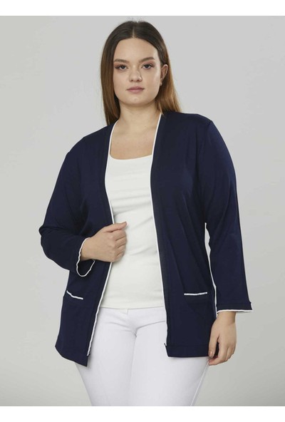 Selen Kayık Yaka Düz Lacivert Kadın Hırka - 22YSL8242 Selen Kayık Yaka Düz Lacivert Kadın Hırka - 22YSL8242